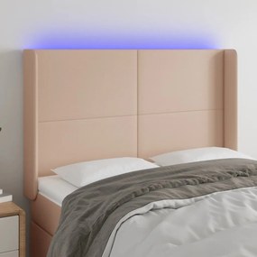 Čelo postele s LED cappuccino 147 x 16 x 118/128 cm umělá kůže 3123863