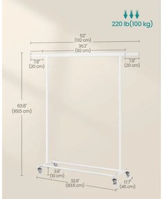 Mobilní stojanový věšák LINEA bílá