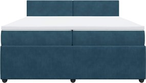 Box spring postel s matrací modrá 200 x 200 cm samet 3290128