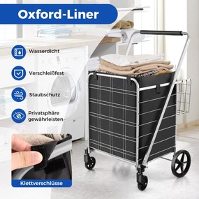 Costway Skládací nákupní vozík na kolečkách s odnímatelnou taškou Oxford a 2
