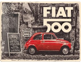 Postershop Plechová cedule: Fiat 500 (Retro) - 40x30 cm