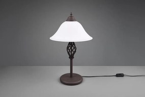 Tmavě hnědá stolní lampa se skleněným stínidlem (výška 50 cm) Rustica – Trio