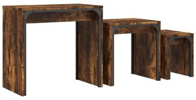Hnízdové konferenční stolky 3 ks kouřový dub kompozitní dřevo - Default Title