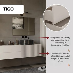 Závěsná skříňka pod umyvadlo s deskou Tigo 1D2S 140 cm kašmír
