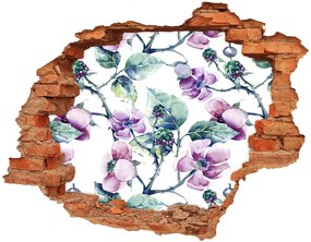 Wallmuralia Nálepka 3D díra na zeď Květy ostružiny 90x70 cm