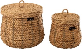 2ks přírodní koše s víky z hyacintových listů Maurice - Ø 52 *43 cm