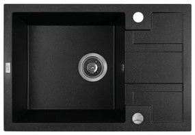 Laveo Dřez 1 komorový s odkapávačem Barbados, granit - SBB_713T, černý