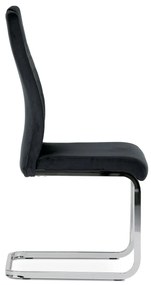 AUTRONIC Jídelní židle, potah černá sametová látka, kovová chromovaná podnož a madlo