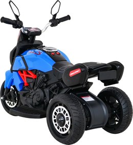 Ramiz Motorka Fast Tourist na baterie pro děti modrá + audio + světla + ekokůže