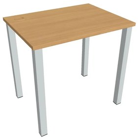 Stůl pracovní rovný 80 cm hl. 60 cm - Hobis Uni UE 800 Dekor stolové desky: buk, Barva nohou: Stříbrná