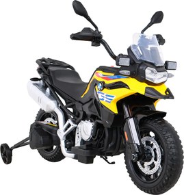 Ramiz Dětská motorka na baterie BMW F850 GS žlutá + pomocná kolečka + audio LED + pomalý start + EVA