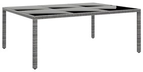 Zahradní stůl 200 x 150 x 75 cm tvrzené sklo a polyratan šedý 310587