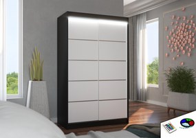 ADRK Furniture Posuvná skříň s LED osvětlením BENISSO 120 ADRK-SW-BEN-BW-120+L