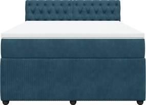 Box spring postel s matrací modrá 140 x 200 cm samet 3287768