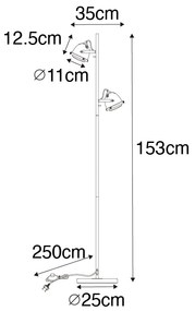 Průmyslová stojací lampa černá 2-světlo - Emado