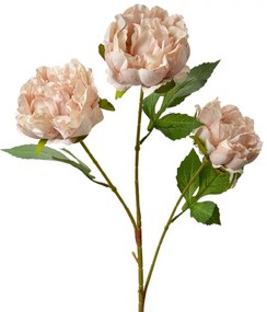 Umělá rostlina tři růžovo-oranžové pivoňky – 80 cm