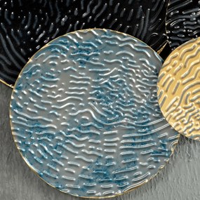 HOMCOM 3D nástěnná malba kovový obraz nástěnná plastika moderní obývací pokoj umění 121x53cm ve zlaté černé modré pro stylové dekorace | Aosom.de