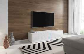 TV stolek Slant s LED osvětlením 160 cm bílý mat/bílý lesk