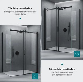 design sprchový kout RAVENA 19 ESG 8mm - BLACK SOFT CLOSE 100-150cm Velikost: 100x80