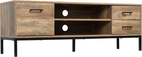 HOMCOM Dřevěný TV Stojan pro Televize do 50 Palců se 2 Zásuvkami a 2 Policemi, Správa Kabelů pro Obývací Pokoj, Jídelnu a Ložnici, 132 x 39 x 45.5 cm…