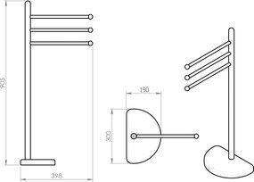 Aqualine, HIBISCUS Stojan s držákem ručníků, chrom, HI31
