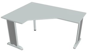 Stůl ergo lomený pravý 160×120 cm - Hobis Flex FEV 60 P Dekor stolové desky: šedá, Barva nohou: Stříbrná