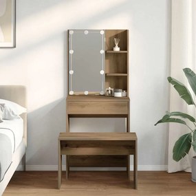 sada toaletního stolku s LED dub artisan kompozitní dřevo 3329188