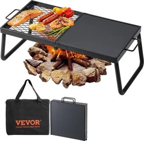 skládací gril na táborák, ocelový mřížkový rošt pro těžký provoz, 57 cm