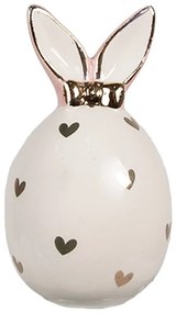 Růžovobílé keramické dekorační vajíčko Rabbit Heart - Ø 5x9 cm