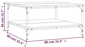 Konferenční stolek šedý sonoma 80 x 80 x 40 cm kompozitní dřevo - Default Title