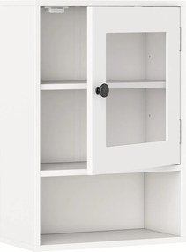 Costway Závěsná koupelnová skříňka se skleněnými dvířky nástěnná s otevřenou