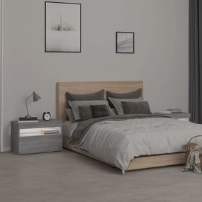 Noční stolky 2 ks s LED osvětlením šedé sonoma 60 x 35 x 40 cm 3152829