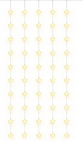 LED vánoční svíticí hvězdy do okna, 100 × 200 cm, teple bílá, 50 diod, čirý kabel, IP20 do interiéru, prodlužovací