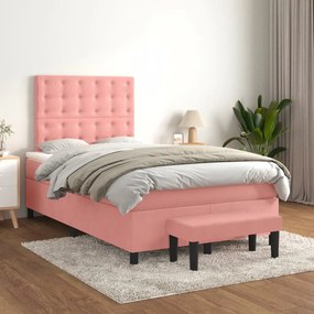 Box spring postel s matrací růžová 120 x 200 cm samet 3138078