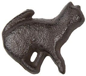 Hnědá litinová úchytka ve tvaru kočky - 5*3*5 cm