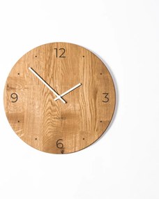 Nástěnné hodiny Pure M, dubové dřevo, pálený ciferník 5, bílé ručičky