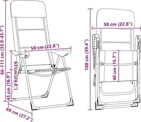 vidaXL Marketos Kempingové židle z hliníku 2 ks 58 x 69 x 111 cm šedé