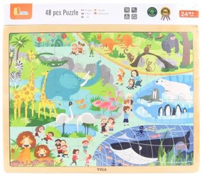 Dřevěné puzzle 48 dílků - Zoo