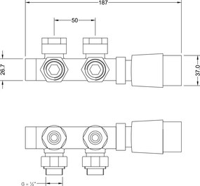 design radiátorový ventil s termostatickou hlavicí DOPORRO ode zdi Barva: matný anthrazit