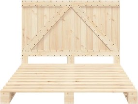 Rám postele s čelem bílý 140 x 200 cm masivní borové dřevo 3281552