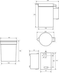 Sapho, Odpadkový koš závěsný 3l, broušená nerez, XP017