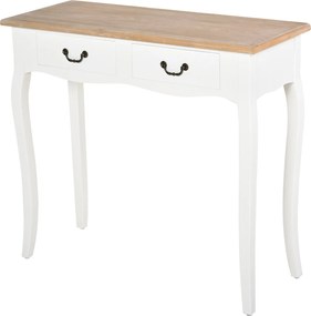 HOMCOM Konzolový stolek s 2 zásuvkami Retro design pro předsíň, chodbu, obývací pokoj a ložnici, borovice 87x34x78,5 cm Bílý