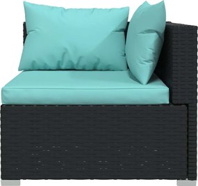 vidaXL 4dílná zahradní sedací souprava s poduškami polyratan [3102169] Barva: Černá a modrá water blue