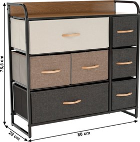 Komoda s látkovými šuplíky, béžová/hnědá, HAZEL TYP 3