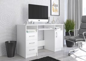 MBN Počítačový stůl se šuplíky MODERN N11 124 cm - Bílý