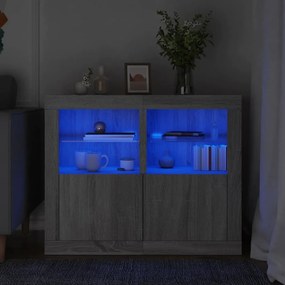 Odkládací Skříňky S Led Osvětlením 2 Ks Šedé Sonoma Kompozit