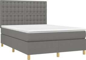 Box spring postel s matrací tmavě šedý 140 x 190 cm textil 3142650
