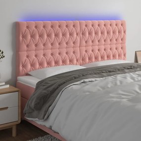 Čelo postele s LED růžové 200x7x118/128 cm samet