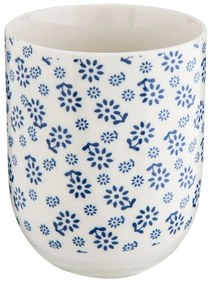 Porcelánový kalíšek na čaj s drobnými modrými květinami – 100 ml