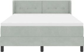 Postel s boxspringem s čelo Světle šedá 200 x 140 cm samet 3341468